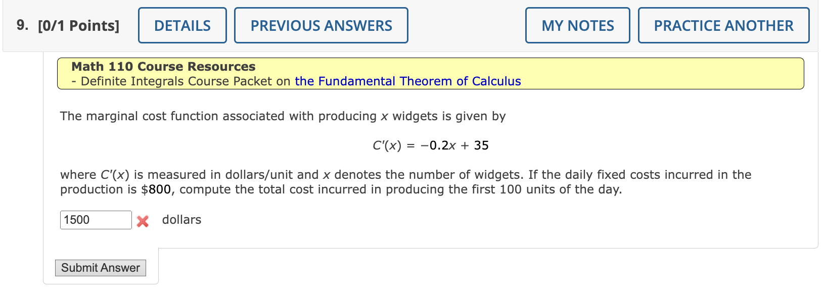 Solved Math 110 Course Resources - Definite Integrals Course | Chegg.com