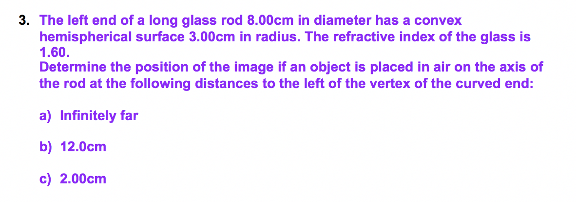 Solved 3. The left end of a long glass rod 8.00cm in | Chegg.com
