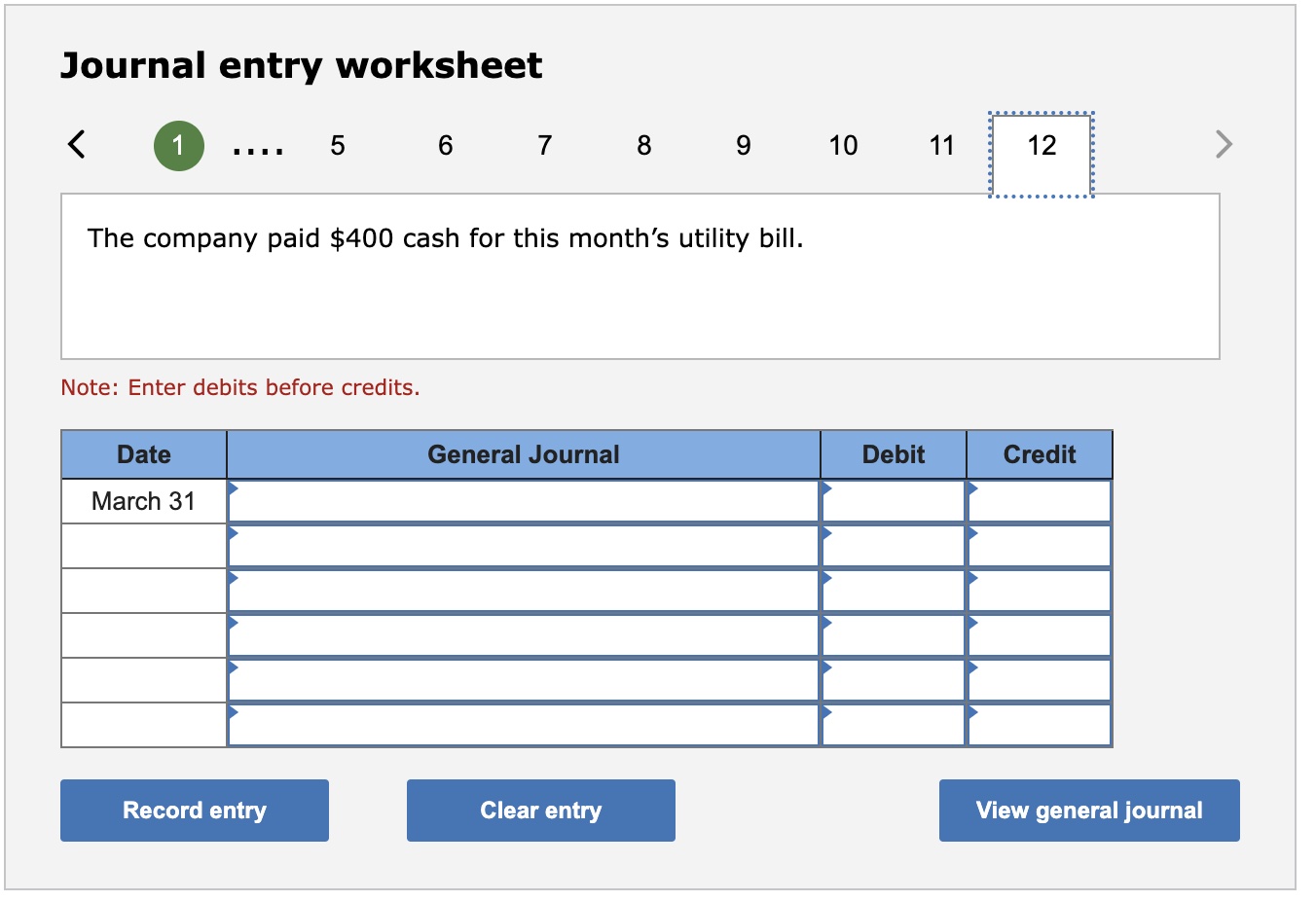 Solved Journal entry worksheet The company paid $400 cash | Chegg.com