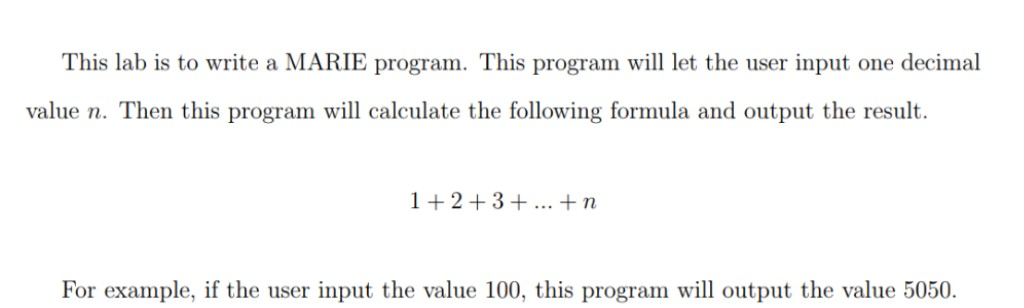 Solved This Lab Is To Write A Marie Program This Program
