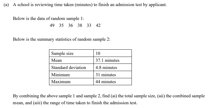 Solved Below is the summary statistics of random sample 2 : | Chegg.com