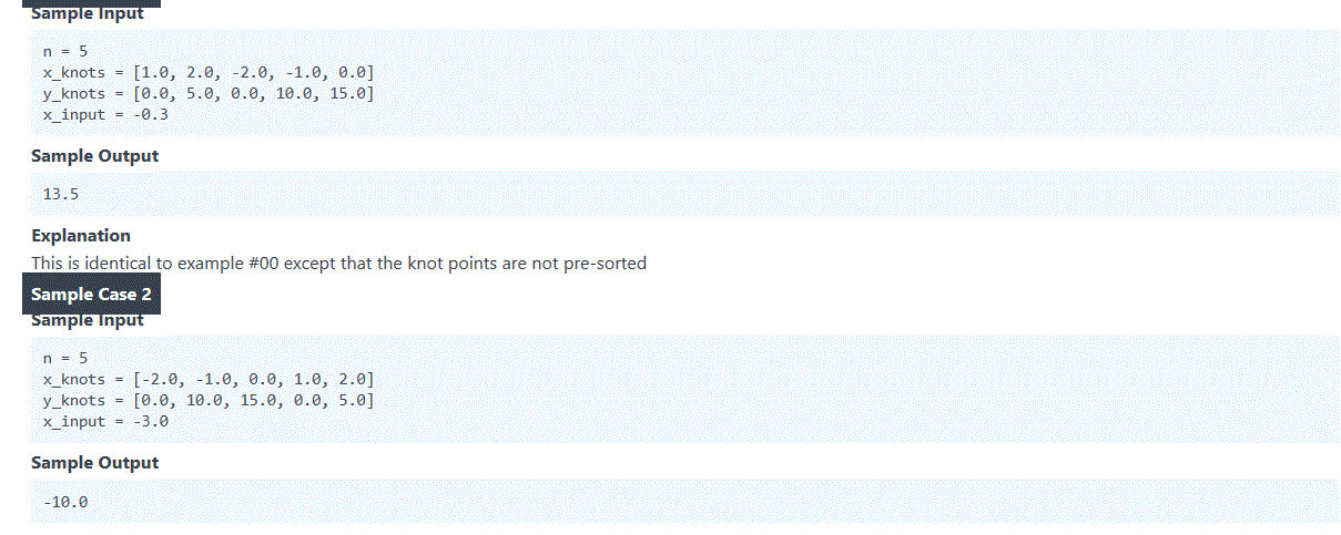Solved [Sample case] Python question: linear interpolator: | Chegg.com