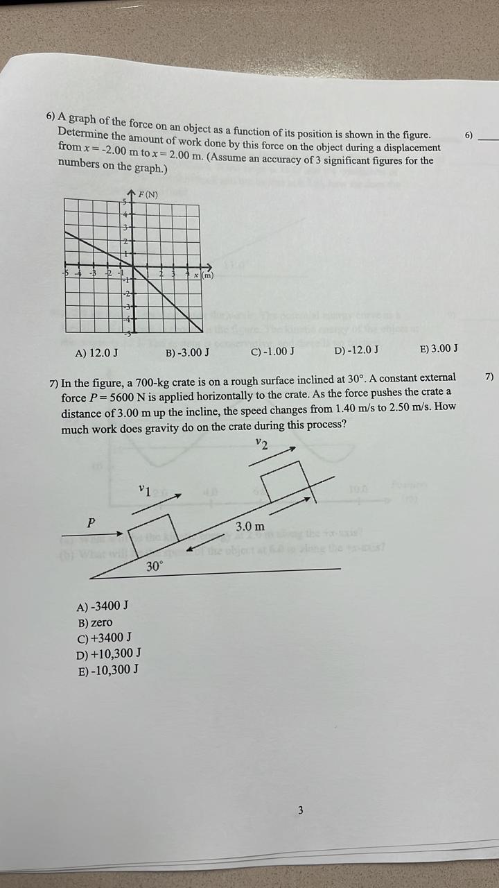 Solved 6 A Graph Of The Force On An Object As A Function Of