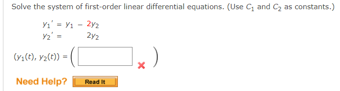 Solved Solve the system of first-order linear differential | Chegg.com