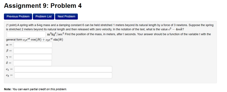 Solved Assignment 9 Problem 4 Previous Problem Problem List 6491