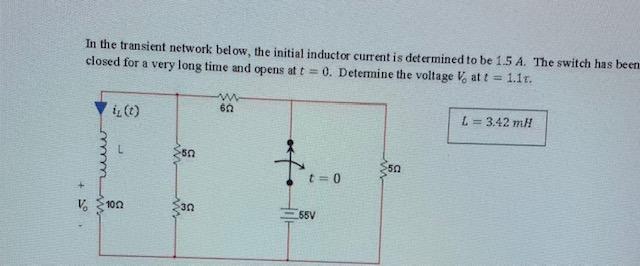 Solved In the transient network below, the initial inductor | Chegg.com