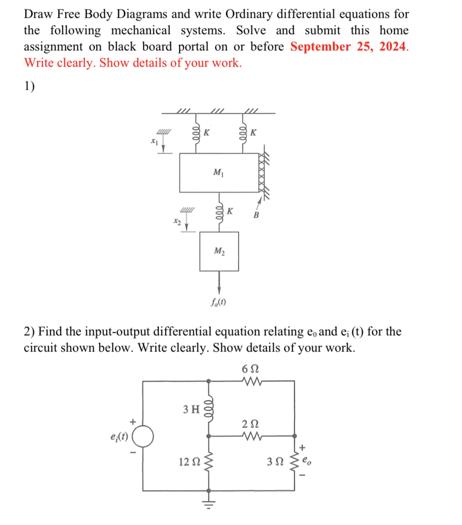 Solved Draw Free Body Diagrams and write Ordinary | Chegg.com