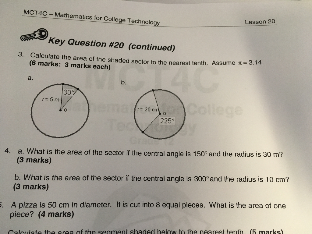 Solved MCT4C- Mathematics for College Technology Lesson 20 | Chegg.com