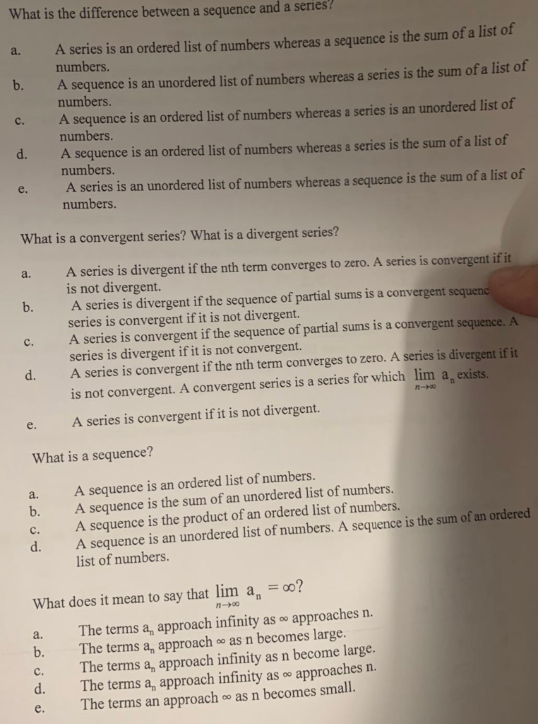 Solved What is the difference between a sequence and a | Chegg.com Solved What is the difference between a sequence and a | Chegg.com