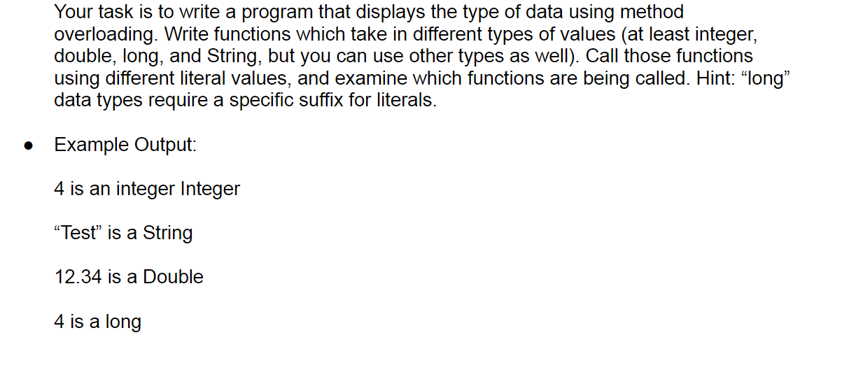 Solved Your Task Is To Write A Program That Displays The 