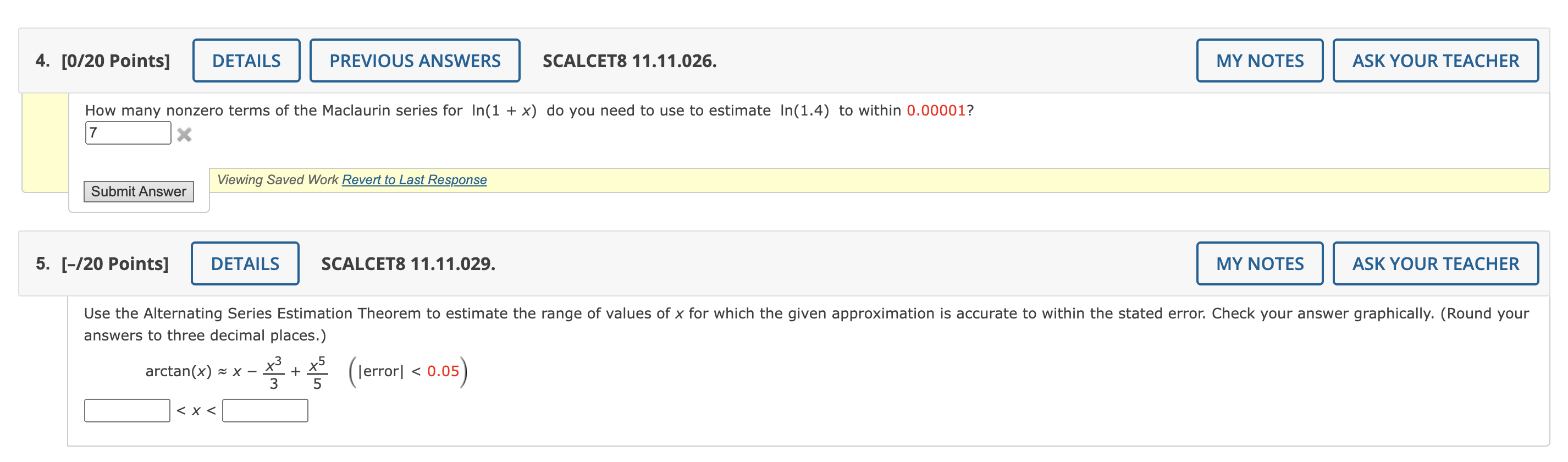 [0/20 Points] SCALCET8 11.11.026. How many nonzero | Chegg.com