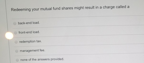 Solved Redeeming your mutual fund shares might result in a | Chegg.com