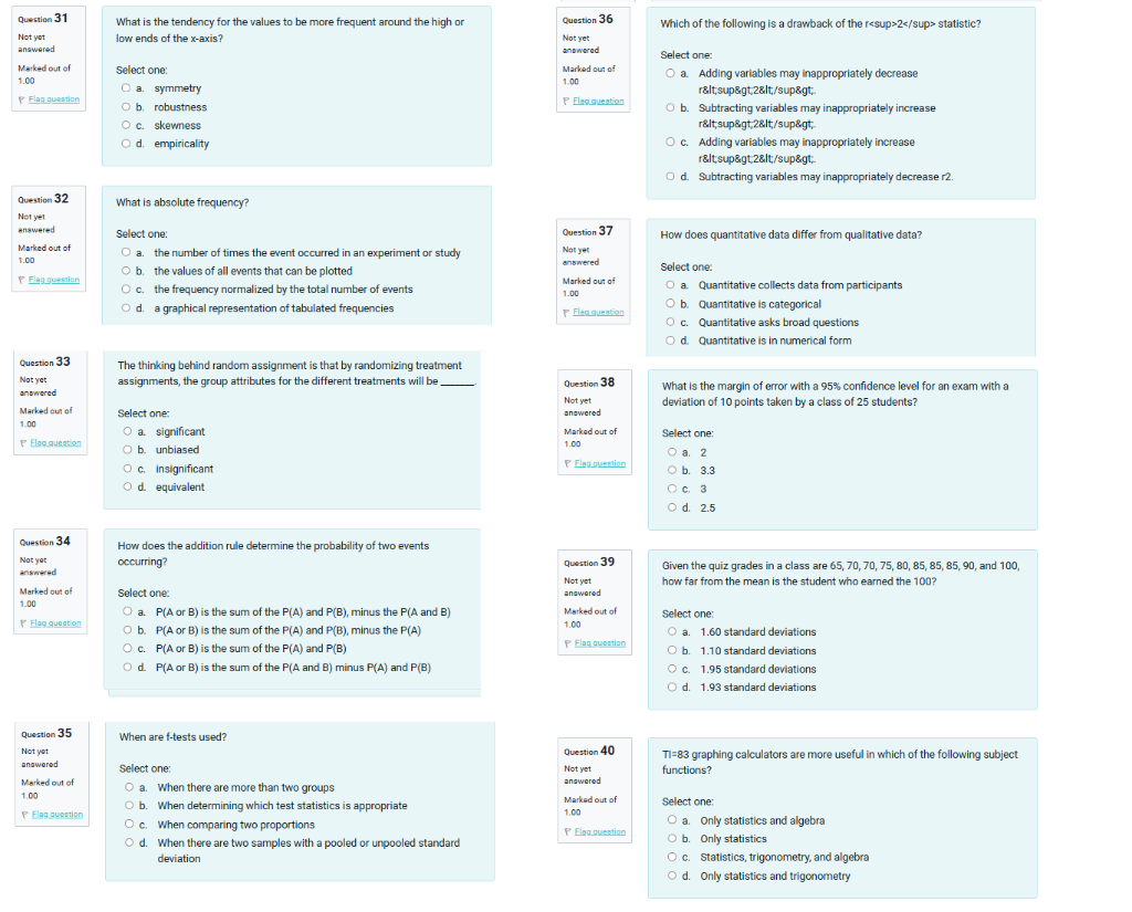 Solved Just answers only, no need to write explanations. | Chegg.com