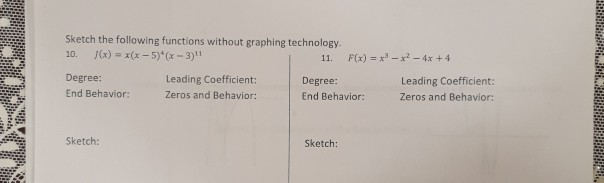 Solved Sketch the following functions without graphing | Chegg.com