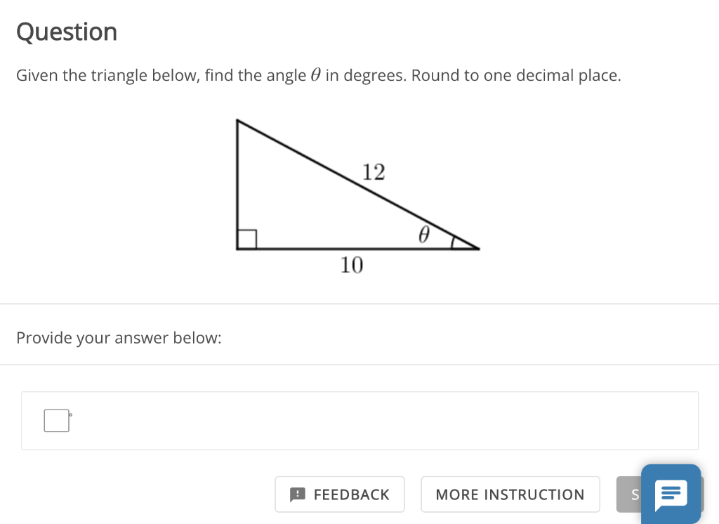 Solved Given the triangle below, find the angle θ in | Chegg.com