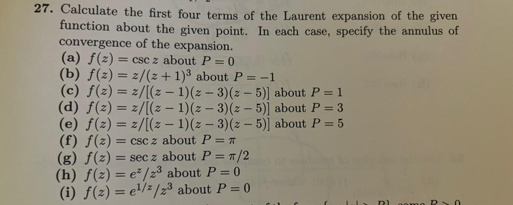Solved 27. Calculate the first four terms of the Laurent | Chegg.com