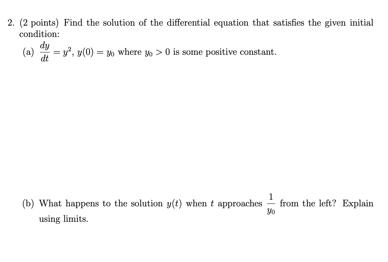 Solved 2. (2 points) Find the solution of the differential | Chegg.com