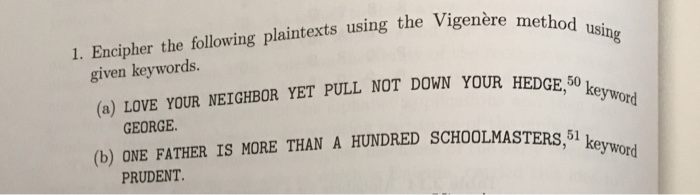Solved Method Using 1 Encipher The Following Plaintexts