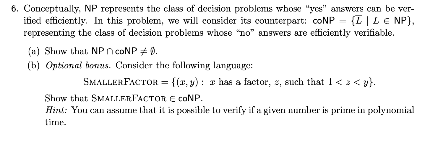 6. Conceptually, NP represents the class of decision | Chegg.com