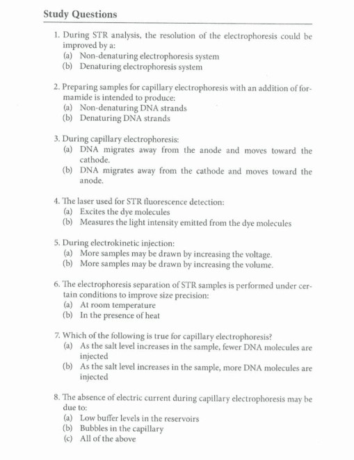 Solved Study Questions 1. During STR analysis, the | Chegg.com