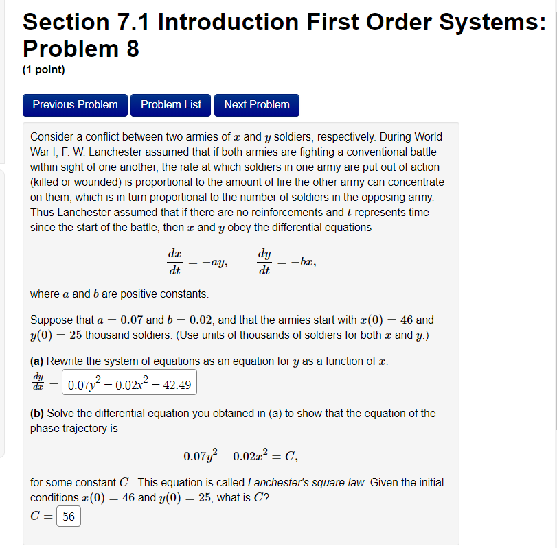 Solved Section 7 1 Introduction First Order Systems Problem