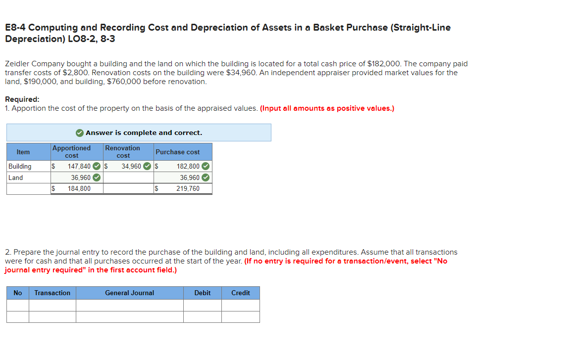 Solved E8-4 Computing and Recording Cost and Depreciation of | Chegg.com