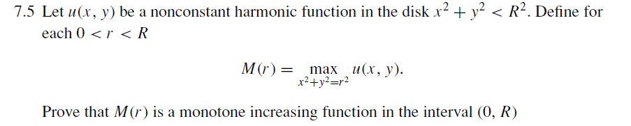 Solved 7.5 ﻿Let u(x,y) ﻿be a nonconstant harmonic function | Chegg.com