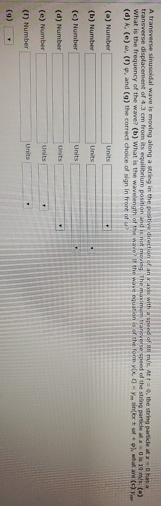 Solved A Transverse Sinusoidal Wave Is Moving Along A String