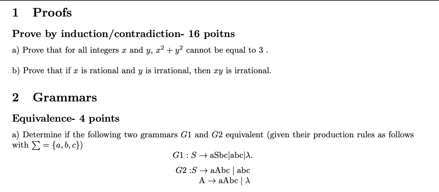 Solved 1 Proofs Prove by induction/contradiction- 16 poitns | Chegg.com Solved 1 Proofs Prove by induction/contradiction- 16 poitns | Chegg.com