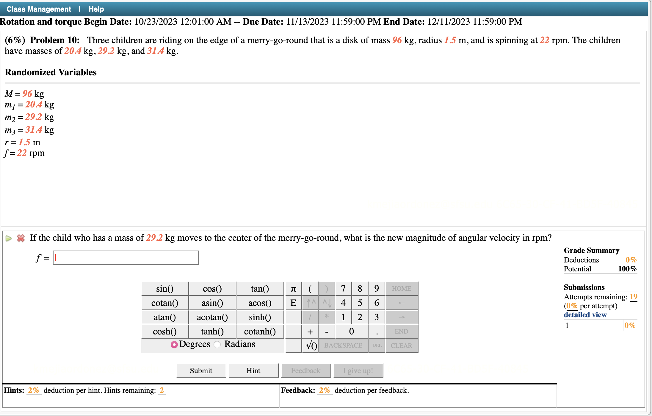 Solved (6\%) Problem 10: Three children are riding on the | Chegg.com