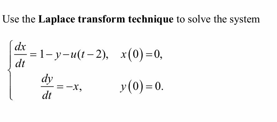Solved Use the Laplace transform technique to solve the | Chegg.com
