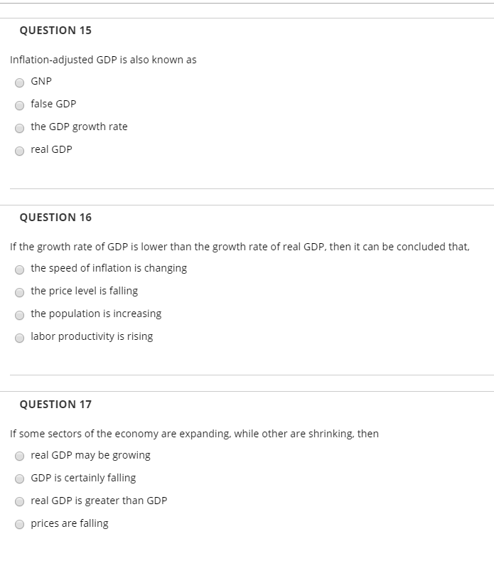 Solved QUESTION 15 Inflation-adjusted GDP is also known as | Chegg.com