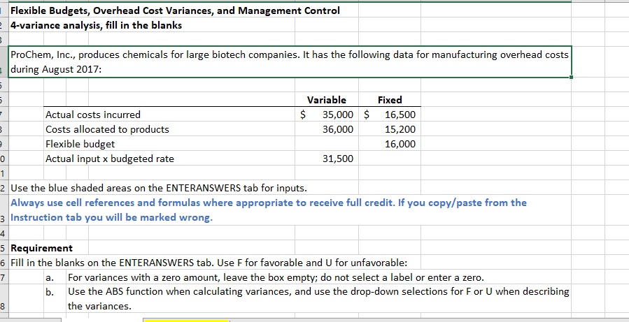Solved Flexible Budgets, Overhead Cost Variances, and | Chegg.com