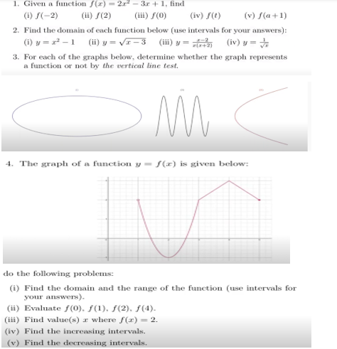 Solved 1. Given a function f(x)=2x2−3x+1, find (i) f(−2) | Chegg.com