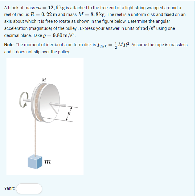Solved A block of mass m=12,6kg ﻿is attached to the free end | Chegg.com