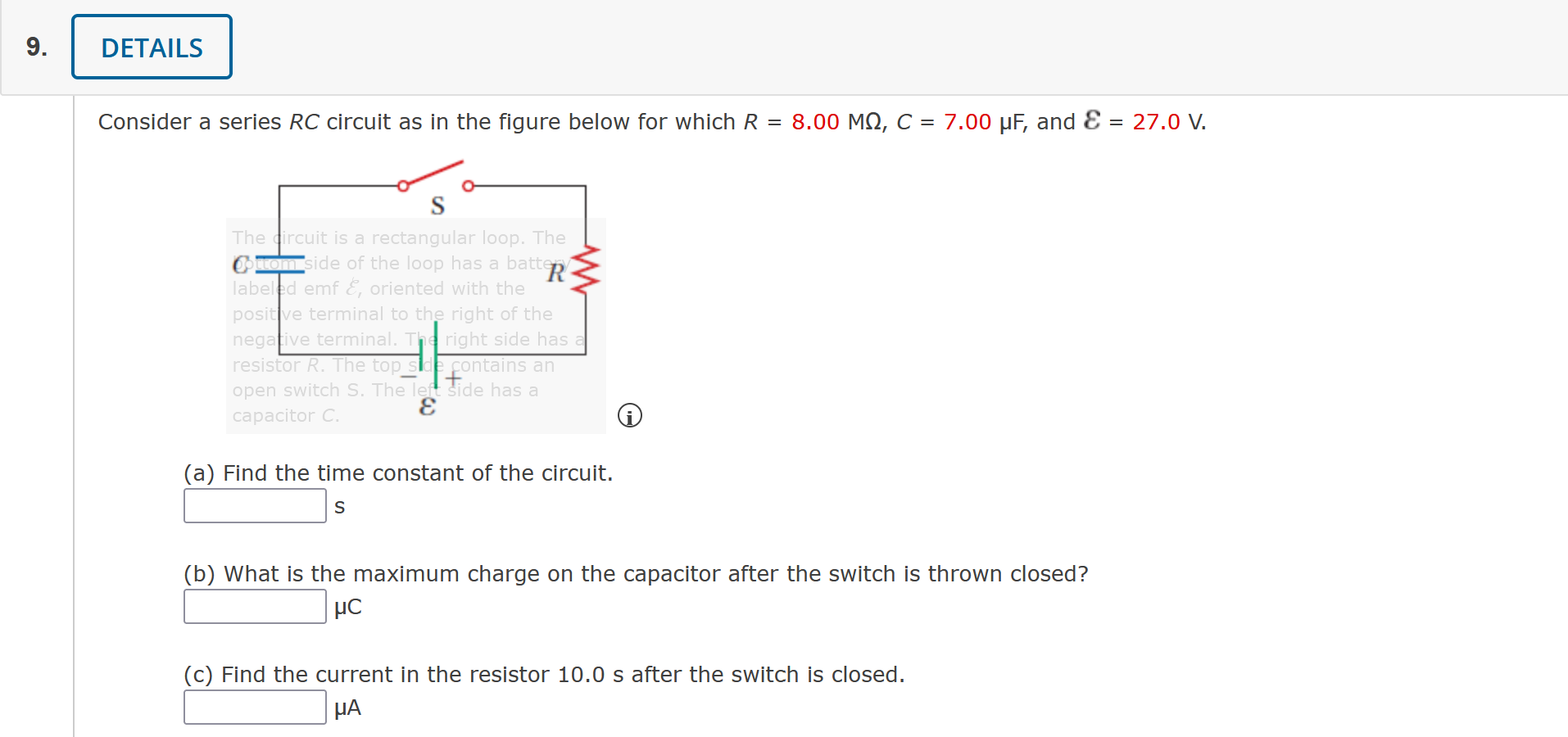 Solved Consider a series RC circuit as in the figure below | Chegg.com