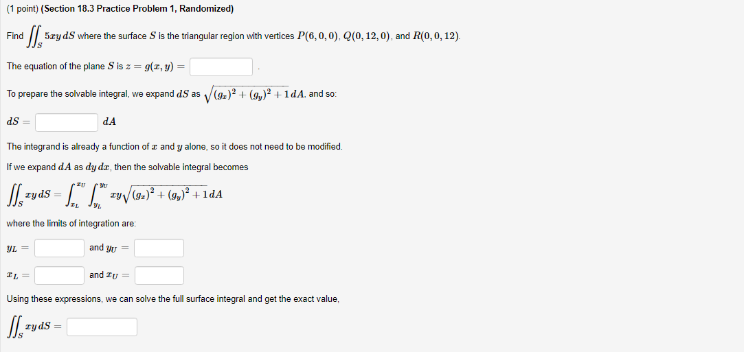 Solved (1 point) (Section 18.3 Practice Problem 1, | Chegg.com