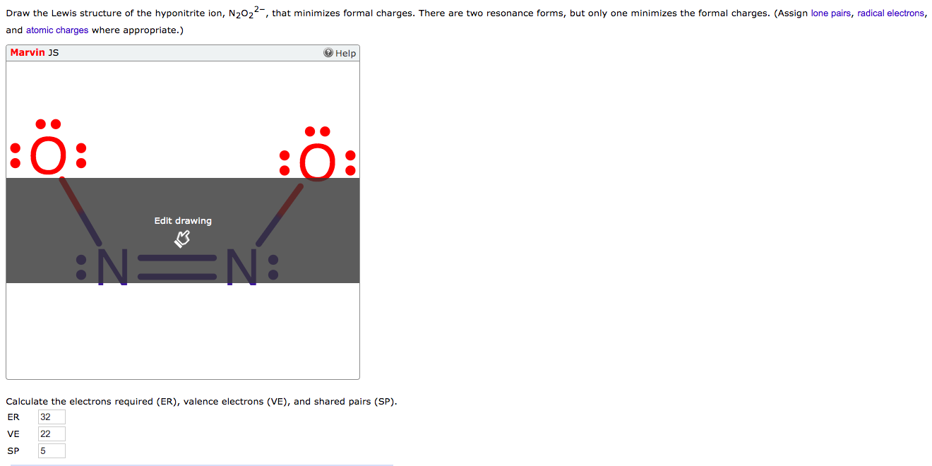Solved Draw the Lewis structure of the hyponitrite ion, | Chegg.com