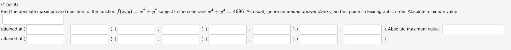 Solved (1 point) | Chegg.com