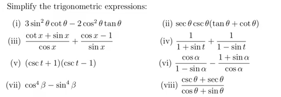 Solved Simplify the trigonometric expressions: (i) | Chegg.com