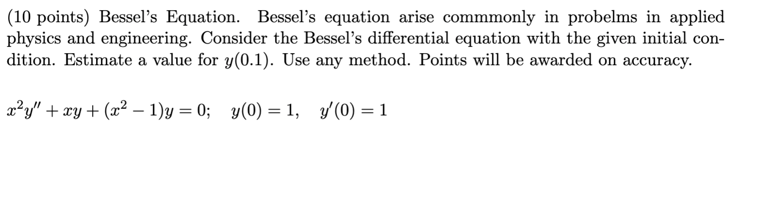 Solved (10 points) Bessel's Equation. Bessel's equation | Chegg.com