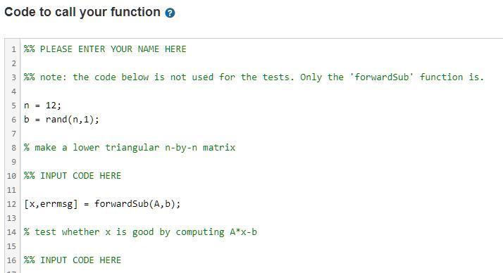Solved Forward substitution algorithm Write a function | Chegg.com