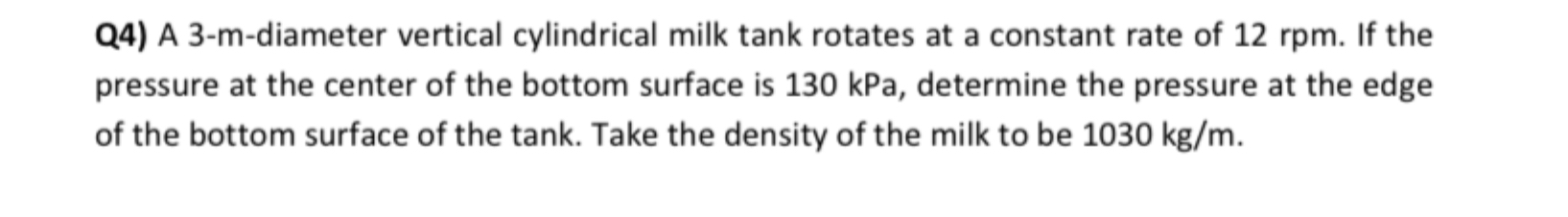 Solved Q4) ﻿A 3-m-diameter vertical cylindrical milk tank | Chegg.com