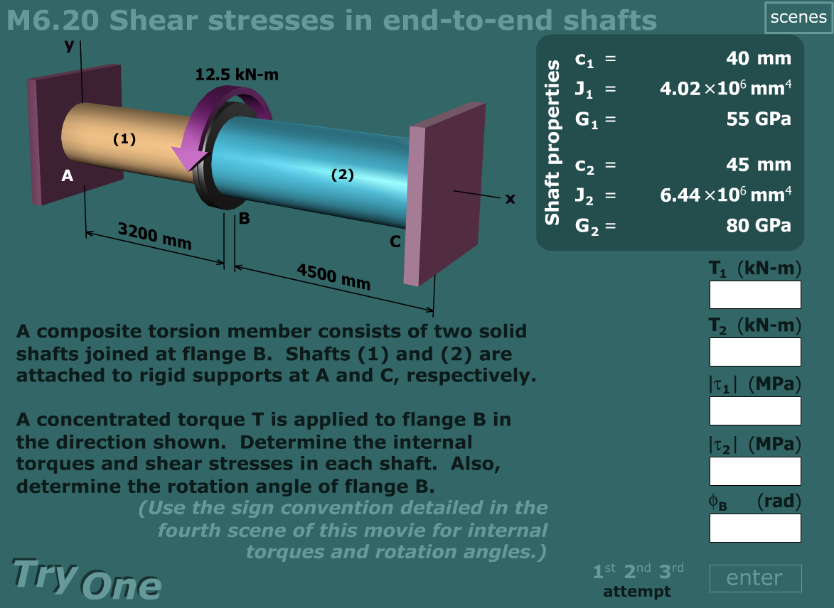 Solved M6.20 Shear stresses in end-to-end shafts scenes C1 = | Chegg.com