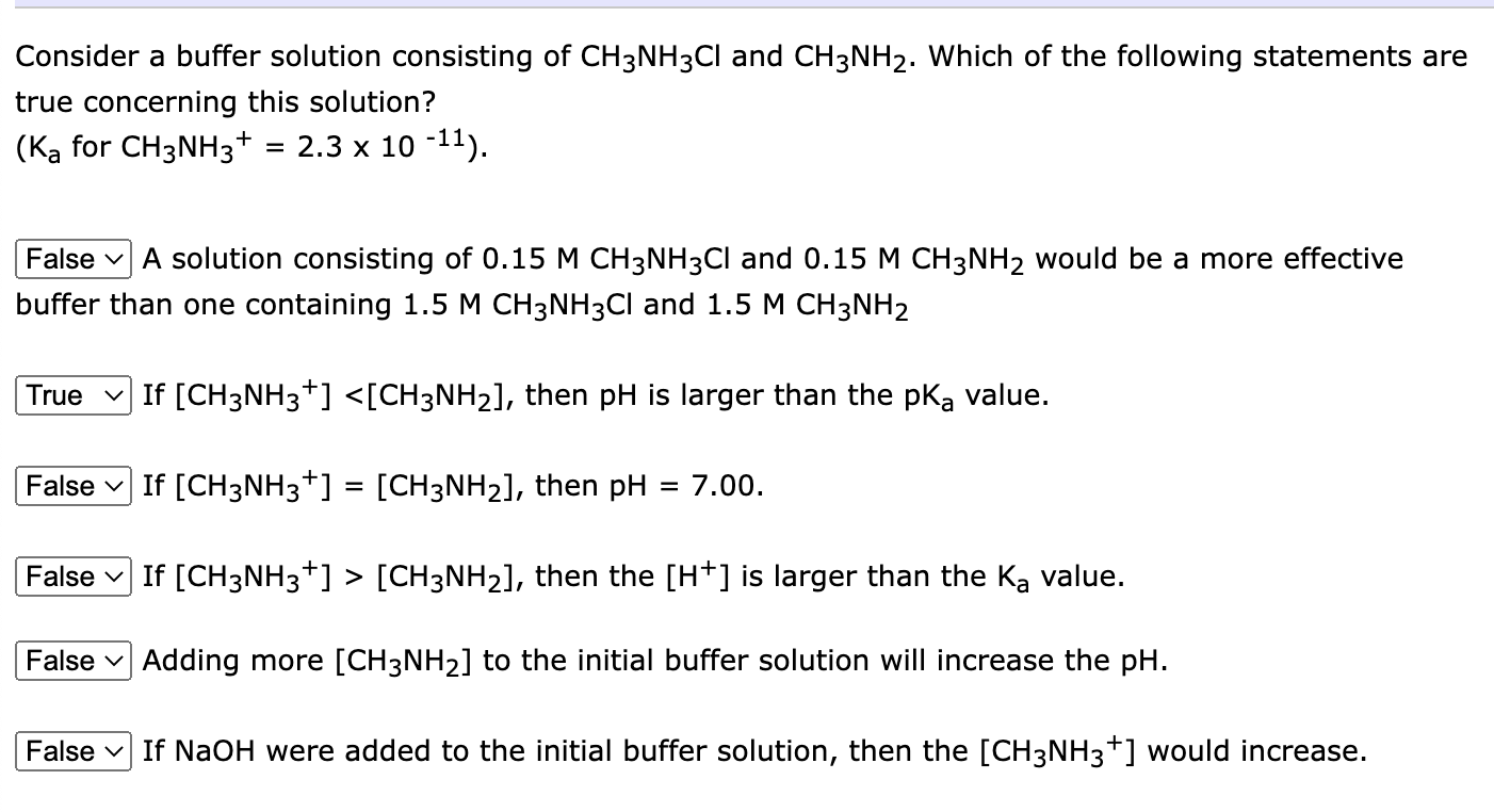 Solved Consider a buffer solution consisting of CH3NH3Cl and | Chegg.com