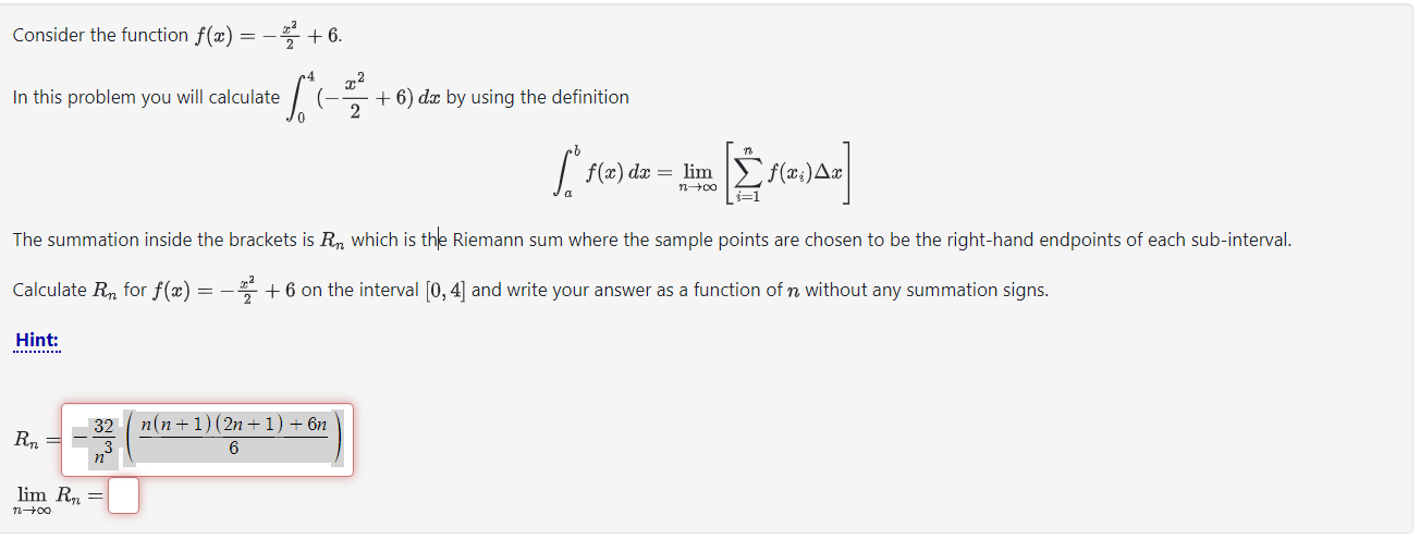 Solved Consider the function f(x)=-x22+6.In this problem you | Chegg.com