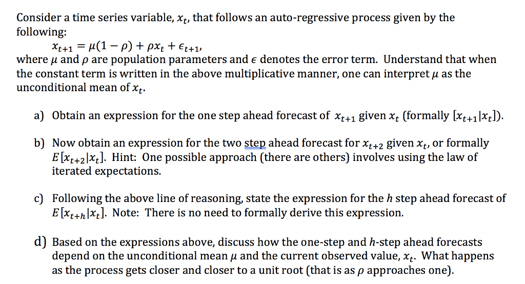 Consider a time series variable, xt, that follows an | Chegg.com