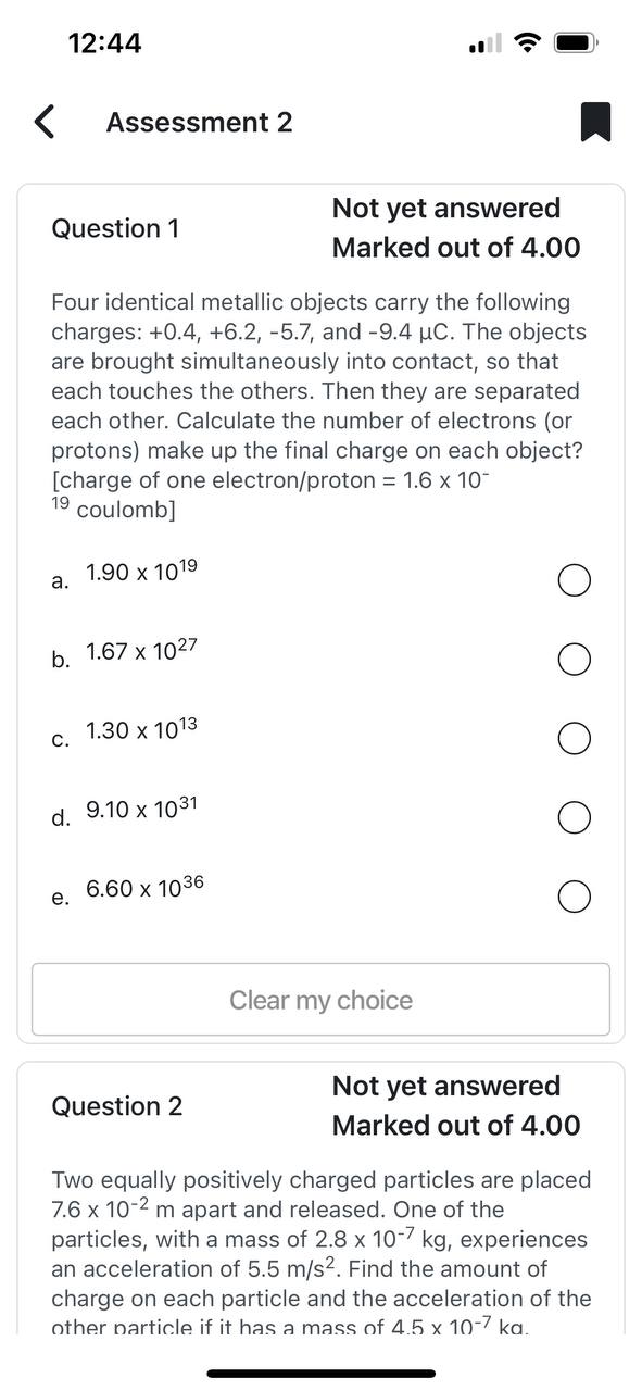 Solved Four identical metallic objects carry the following | Chegg.com