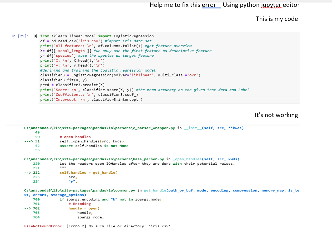 Solved Help me to fix this error - Using python jupxter | Chegg.com
