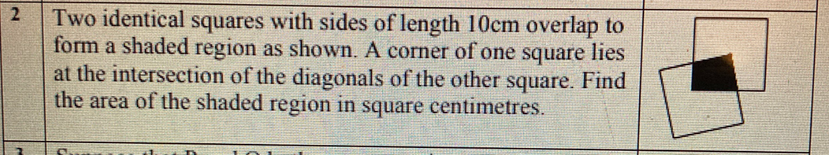 Solved 2 Two identical squares with sides of length 10cm | Chegg.com